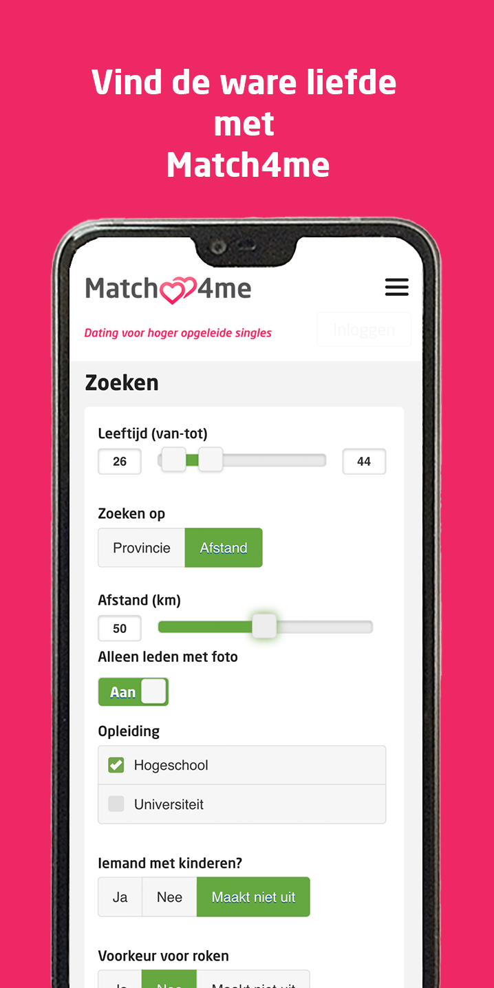 Match4me App: iPhone App voor mobiel daten (HBO/WO)